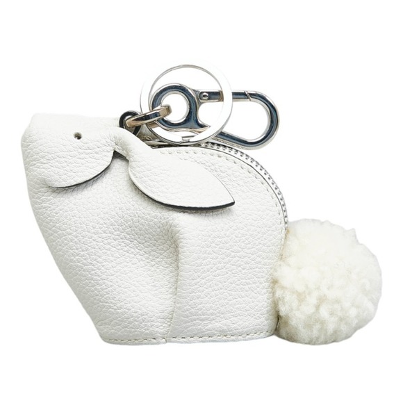 Loewe | Accessories | Loewe Rabbit Keychain Charm White Leather Ladies ...